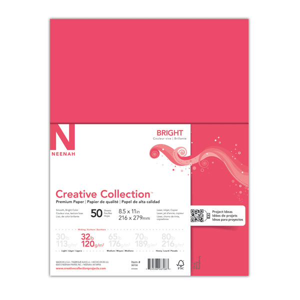 Neenah Brights® Bright Color Paper, Letter Size (8 1/2" x 11"), 32 Lb ...
