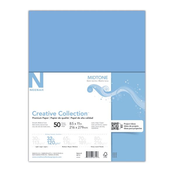Neenah Creative Collection Printer-Friendly Blue Midtone Paper, 8.5 x ...