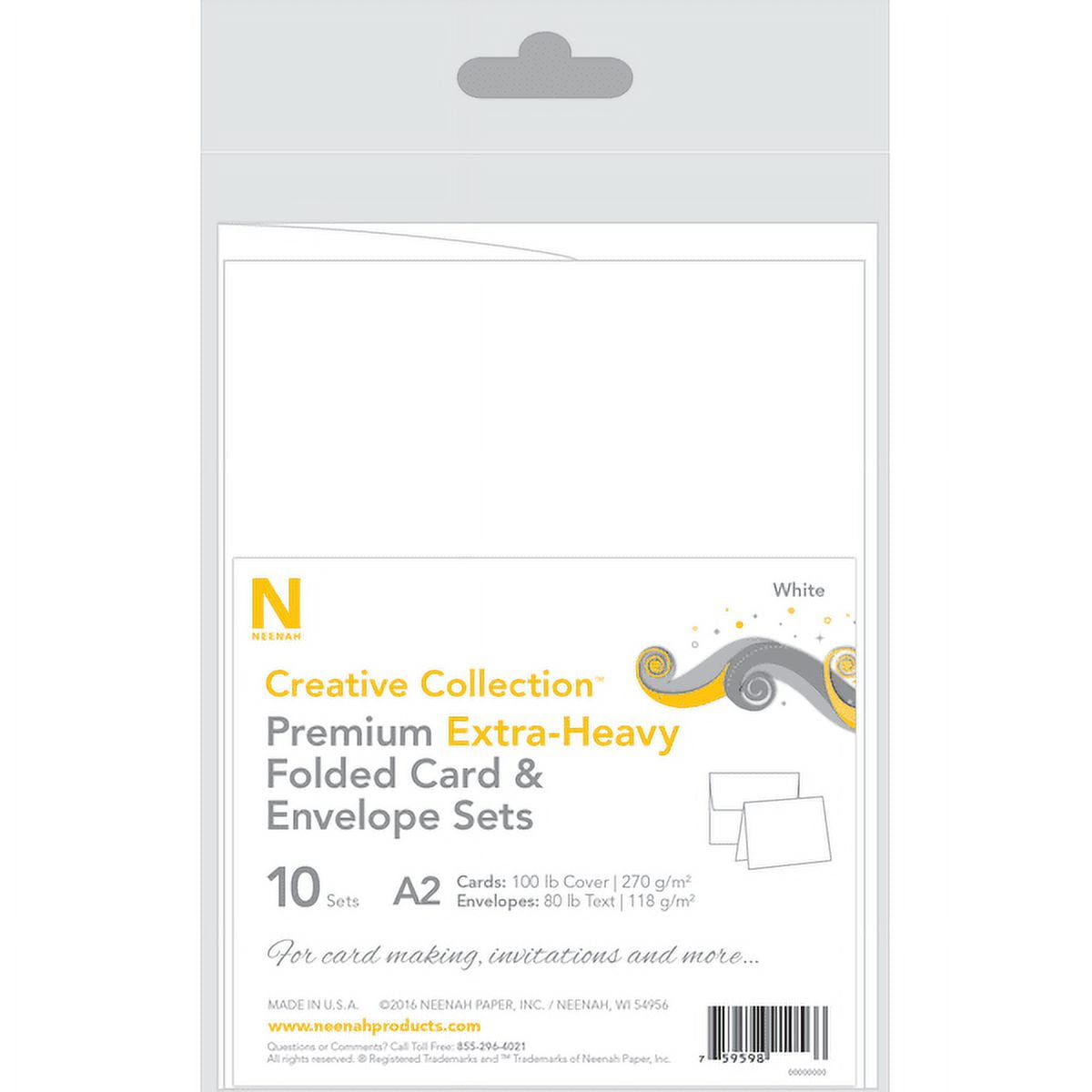Neenah Creative Collection Card And Envelope Set, A2, White, FSC ...