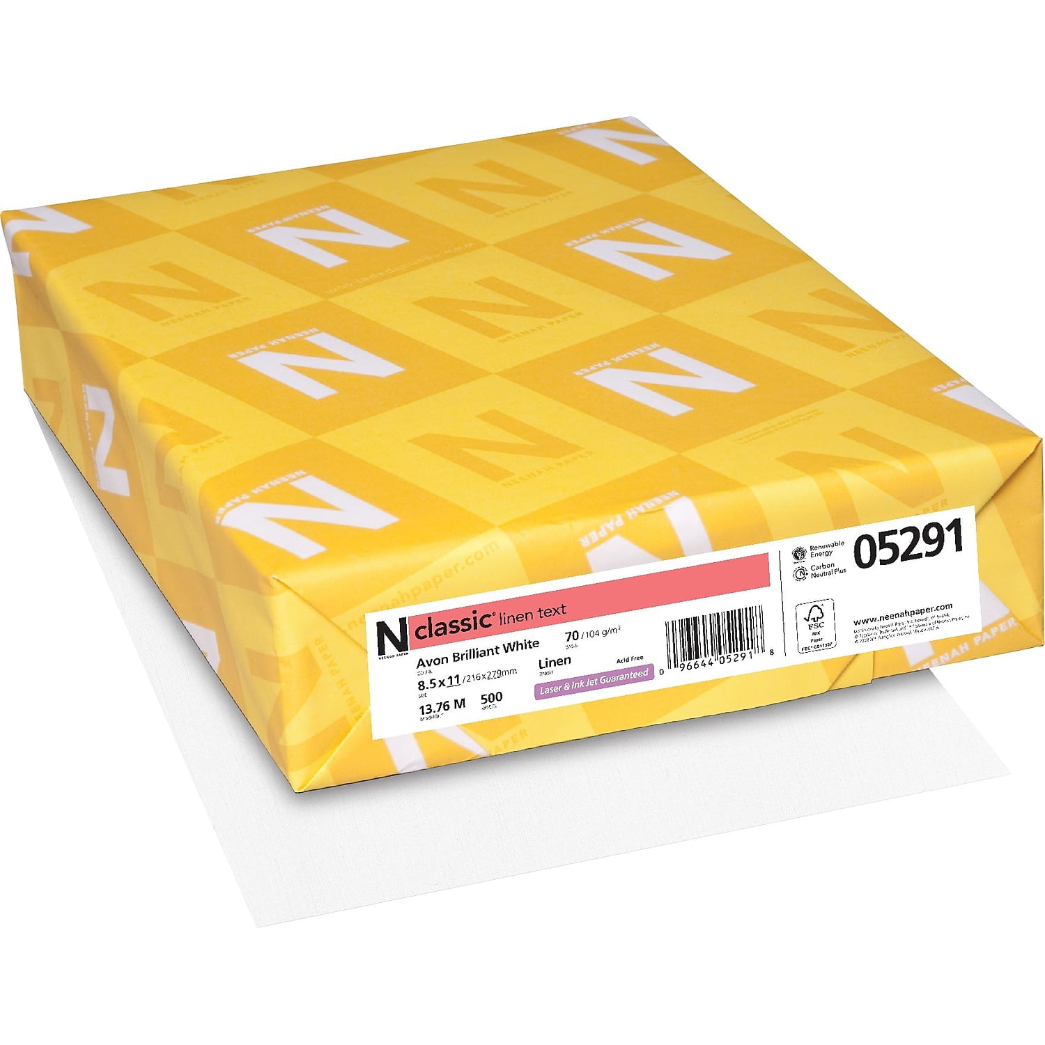 Lindenmeyr Munroe Neenah CLASSIC Linen Paper, 8.5x11, 70lb, Avon White ...