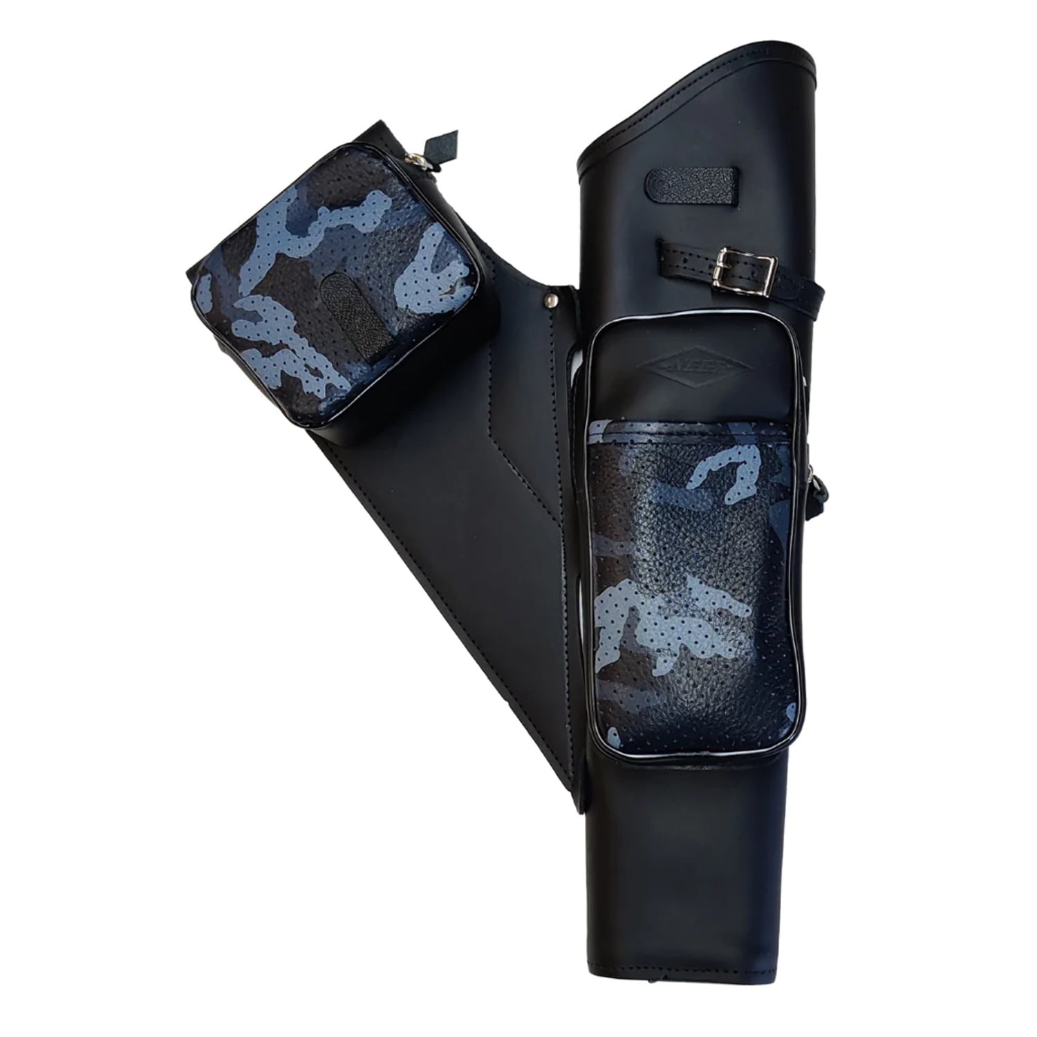 Neet NT-2100 Leather Target Quiver Black with Blue Camo Pockets RH ...