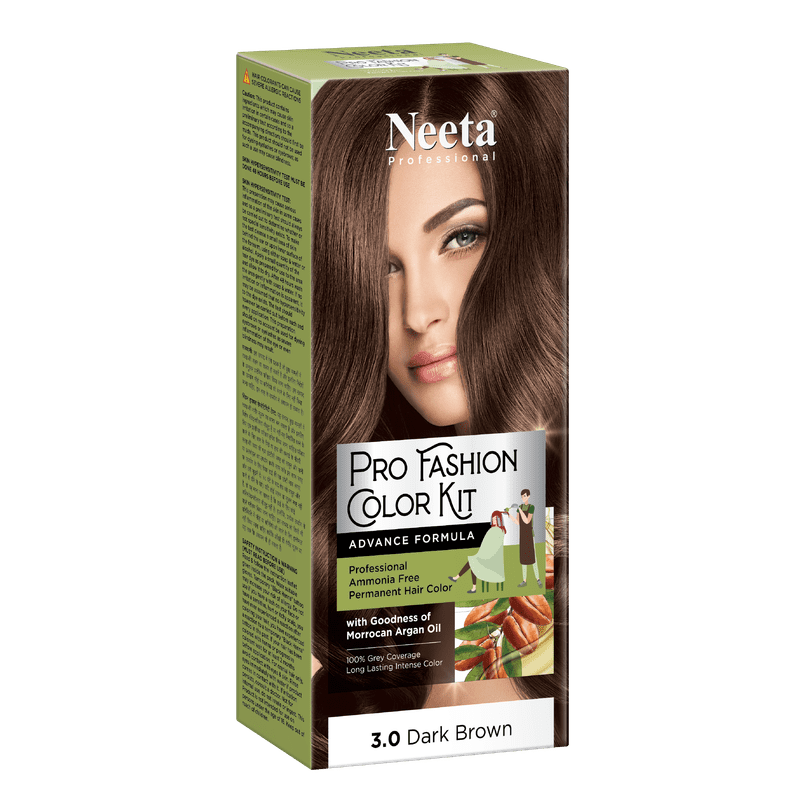 Neeta Fashion Hair Color Kit, Permanent Brown Hair Color Dye, 100% Grey ...