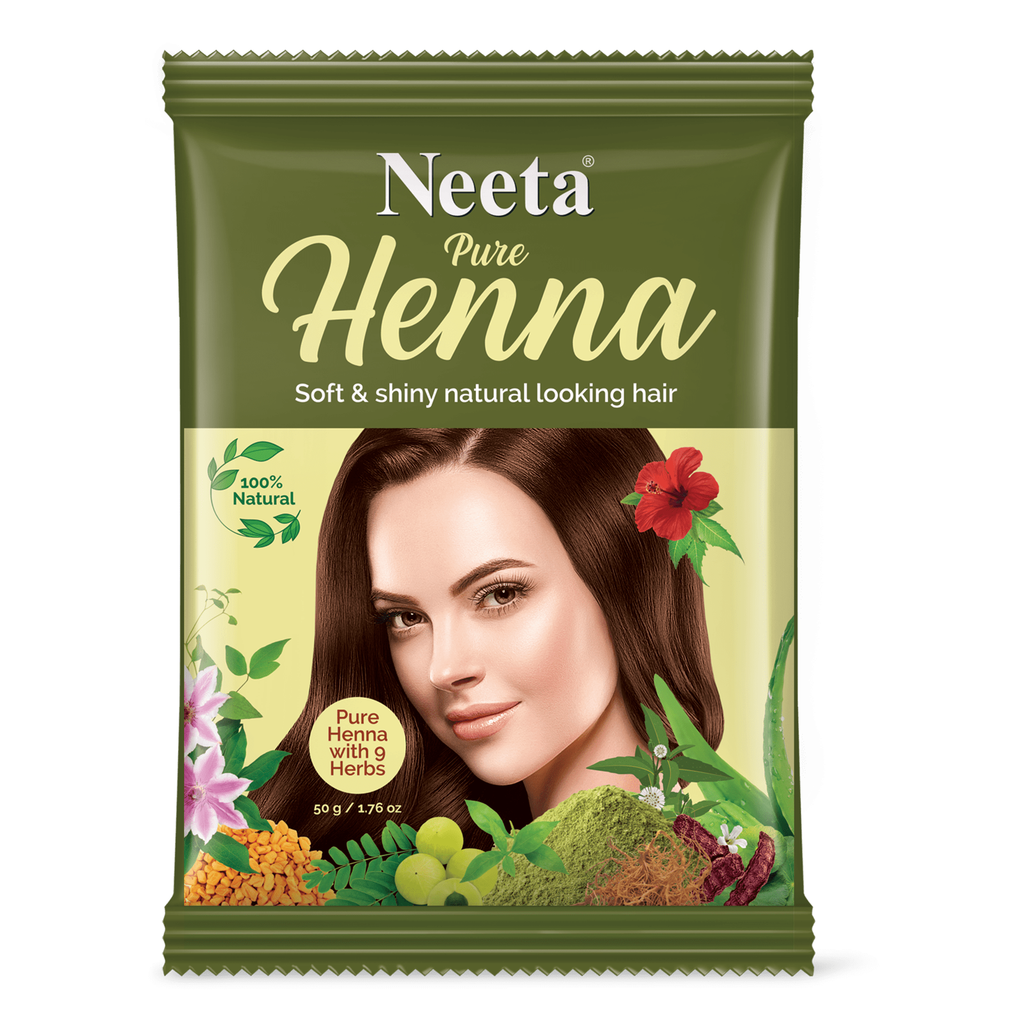 Neeta (Pack 10) 100% Natural Pure Henna with 9 Herbs for hair, Chemical ...