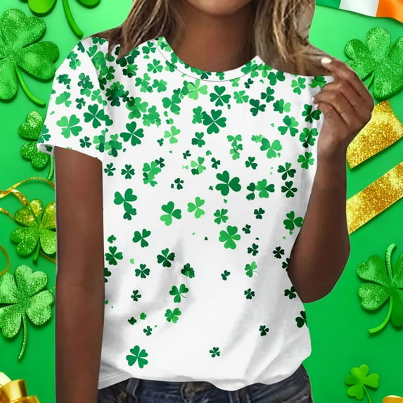 Neewe St Patrick's Day Shirts for Womens Irish Shamrock Graphic Tee ...