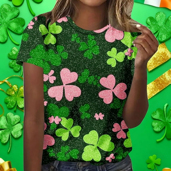 Neewe St Patrick's Day Shirts for Womens Irish Shamrock Graphic Tee ...