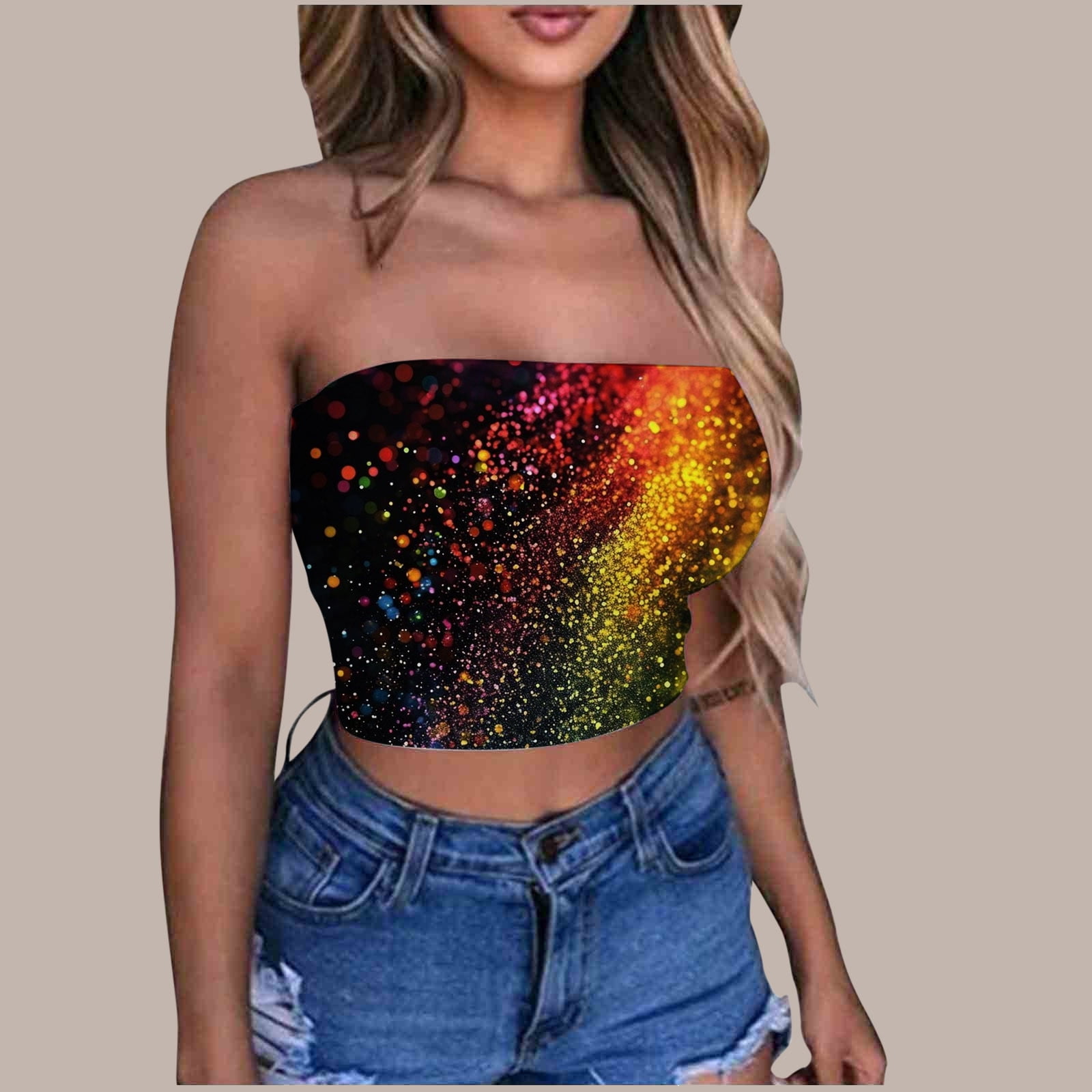 Neewe Tube Tops for Women Going Out Casual Tank Bandeau Crop Strapless ...