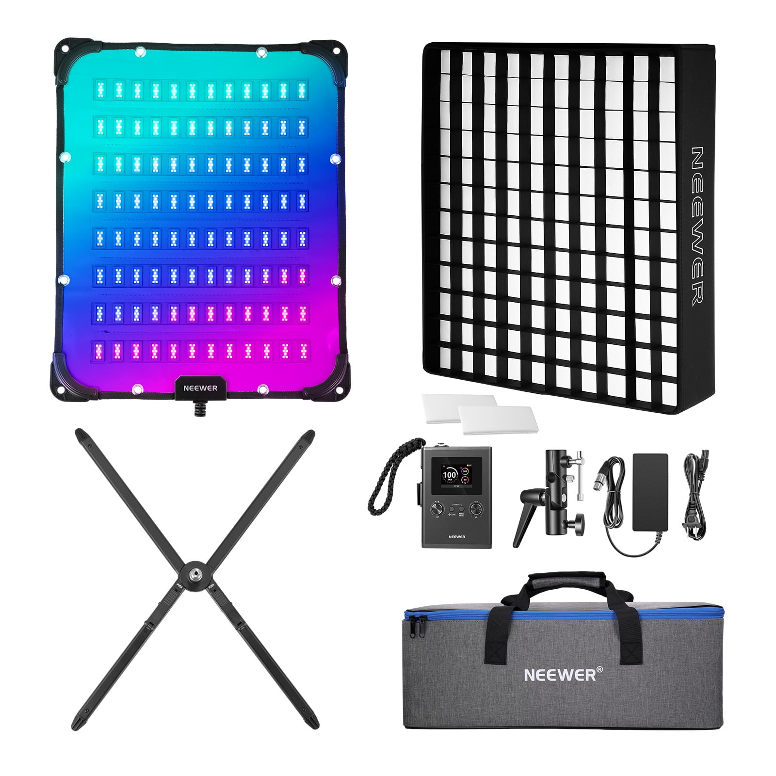 Neewer 115W Flexible LED Video Light, Studio RGB Panel Light Mat Kit with Softbox APP/2.4G/DMX ...