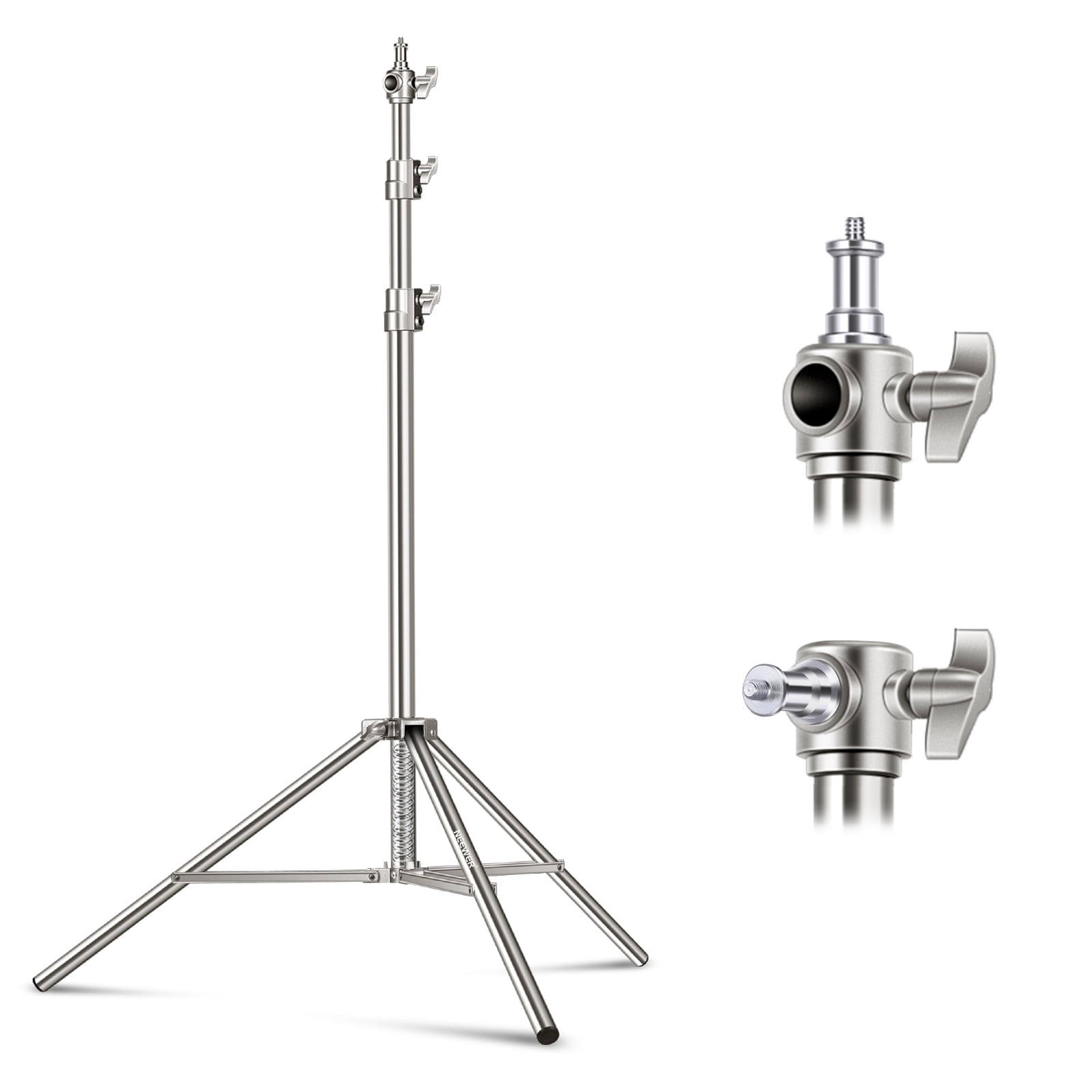 Neewer 118"/3m Stainless Steel Light Stand, Spring Cushioned Heavy Duty ...