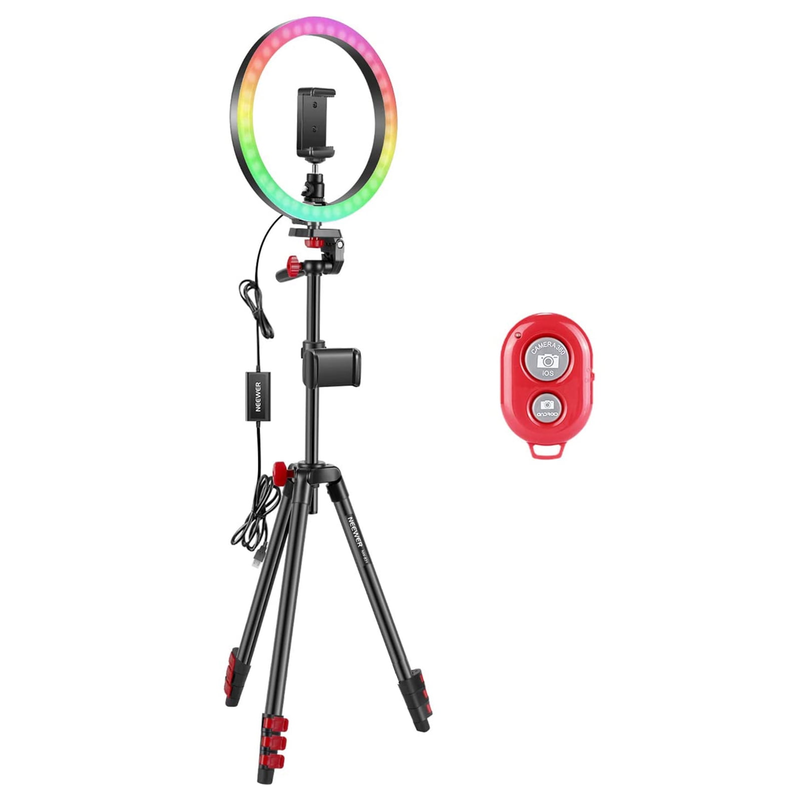 Neewer 12" RGB Ring Light with Tripod Stand & 2 Phone Holders, Dimmable ...