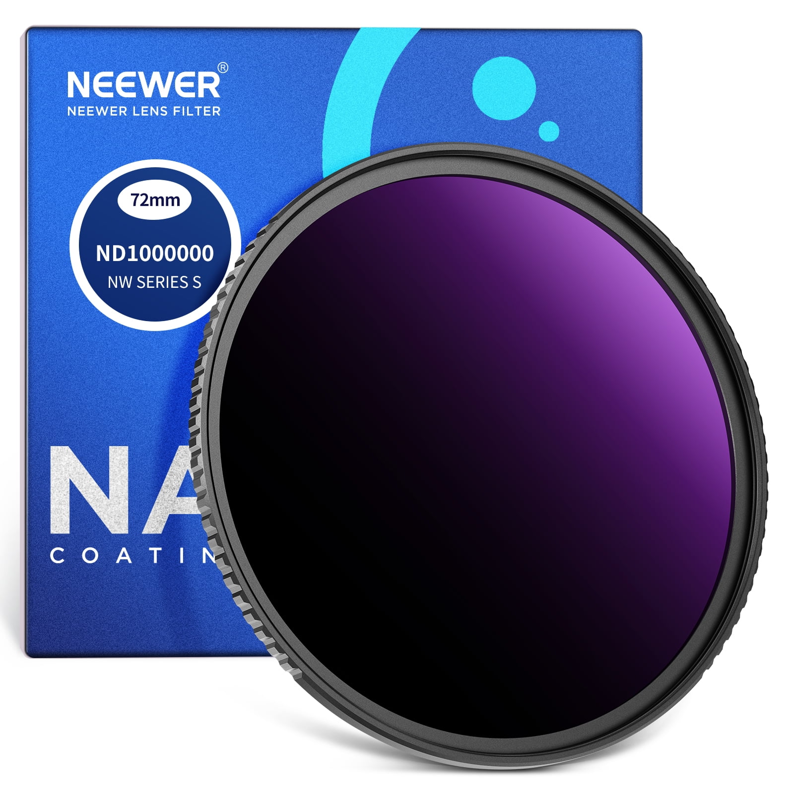 Neewer 72mm ND1000000 Fixed Neutral Density Lens Filter, 20 Stops Ultra ...