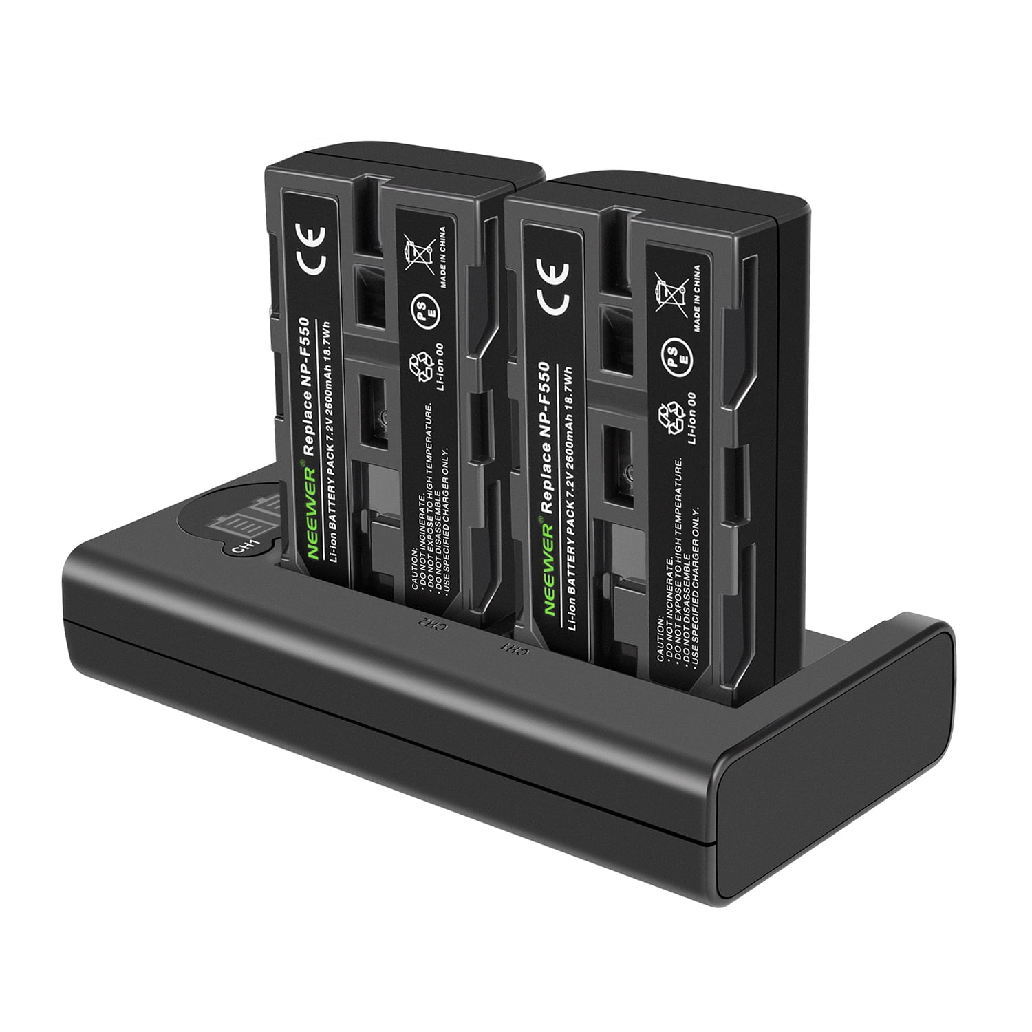 Neewer NP-F550 Battery Charger Set for Sony NP-F970 F750 F960 F530 F570 ...