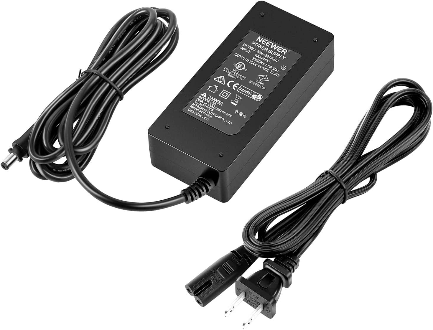 Neewer Photography AC 110V to DC 15V 2.0mm X 5.5mm Power Adapter for ...