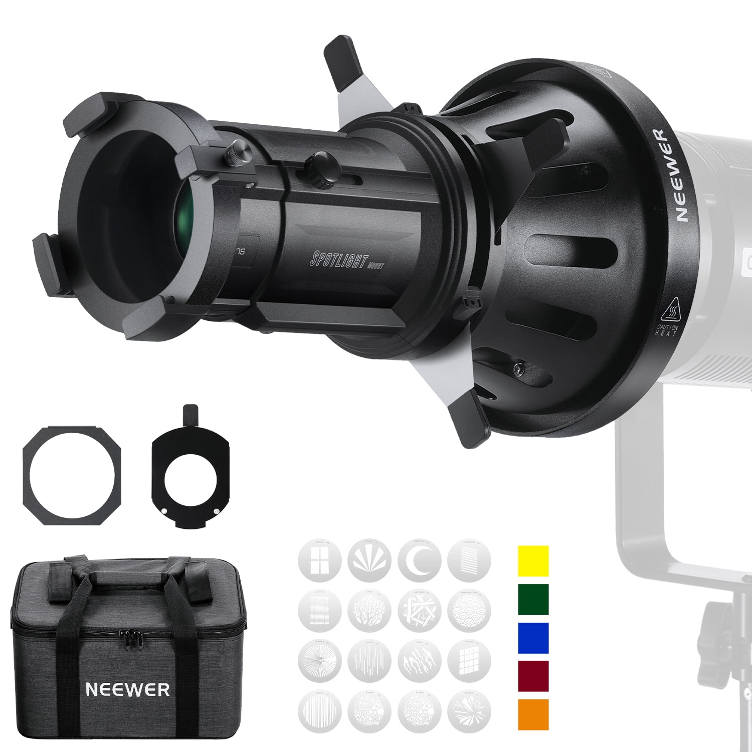 Neewer Spotlight Snoot with 40° Projection Lens, Adjustable Focus, 16 ...