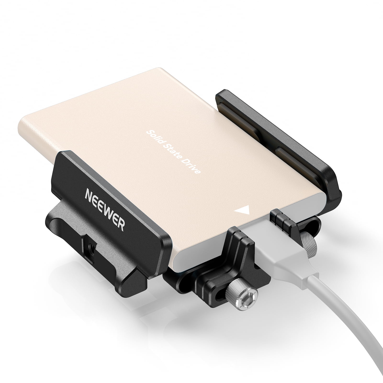 Neewer UA035 SSD Mount Bracket with Cold Shoe & Cable Clamp, Holds 1.6 ...