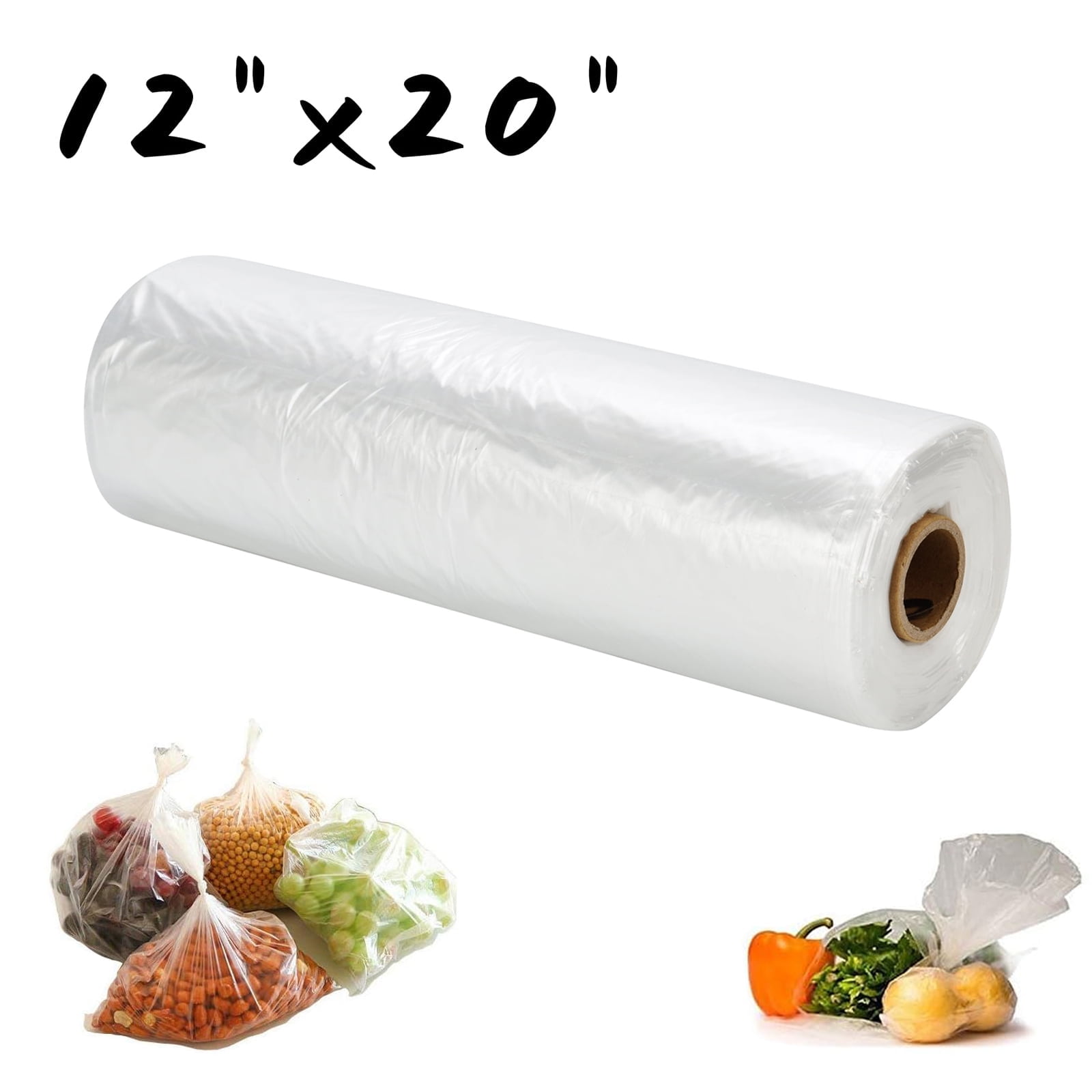 NefLaca 12" x 20" Plastic Produce Bag Roll, Clear Food Storage Bag for ...