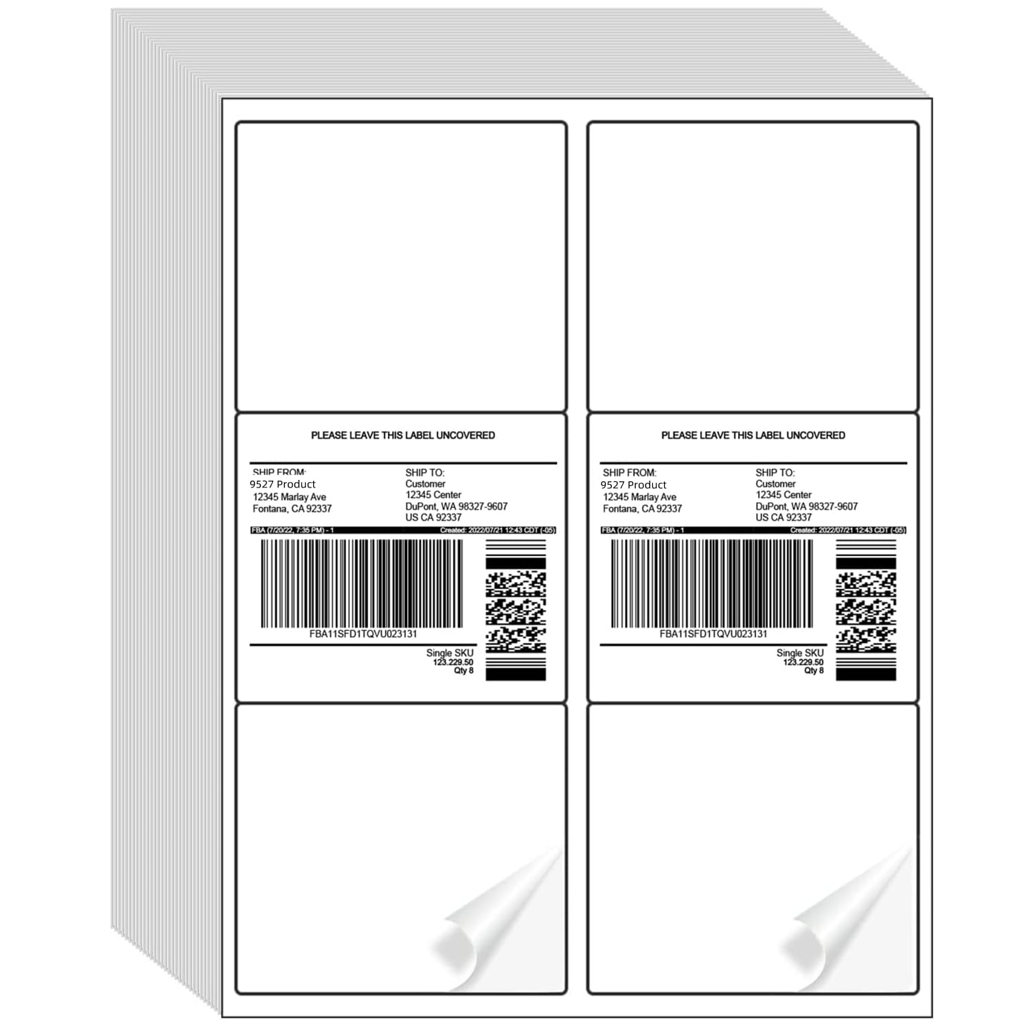 NefLaca 3 1/3" x 4" Shipping Address Labels for Laser and Inkjet ...