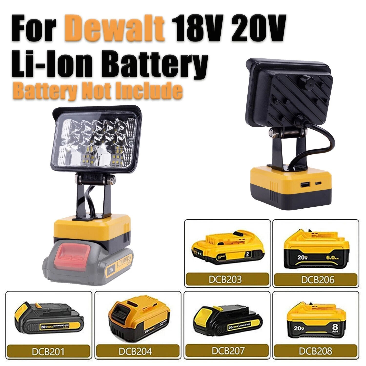 NefLaca 3PC Upgrade LED Worklight for 20V Max , Portable Flood Light ...