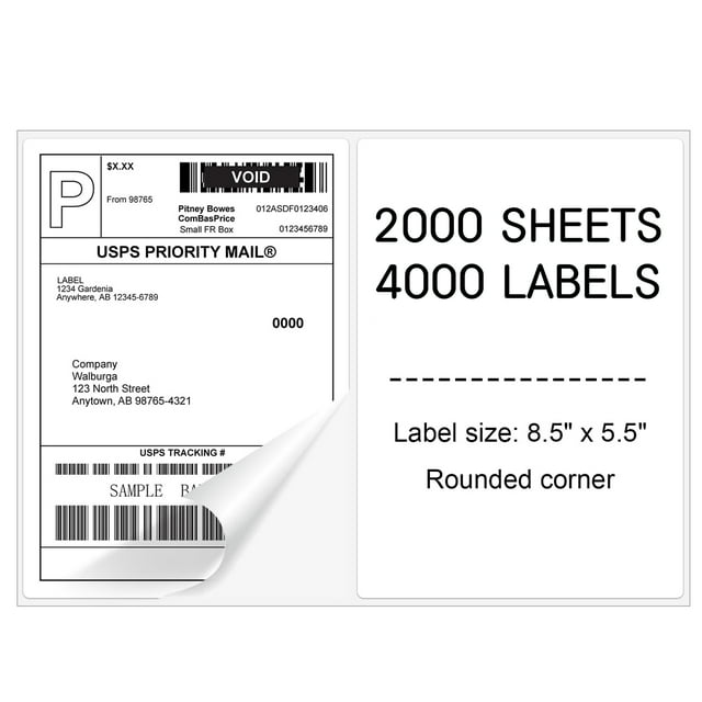 NefLaca 4000 Half Sheet Laser/Ink Jet USPS UPS FedEx Shipping Labels ...