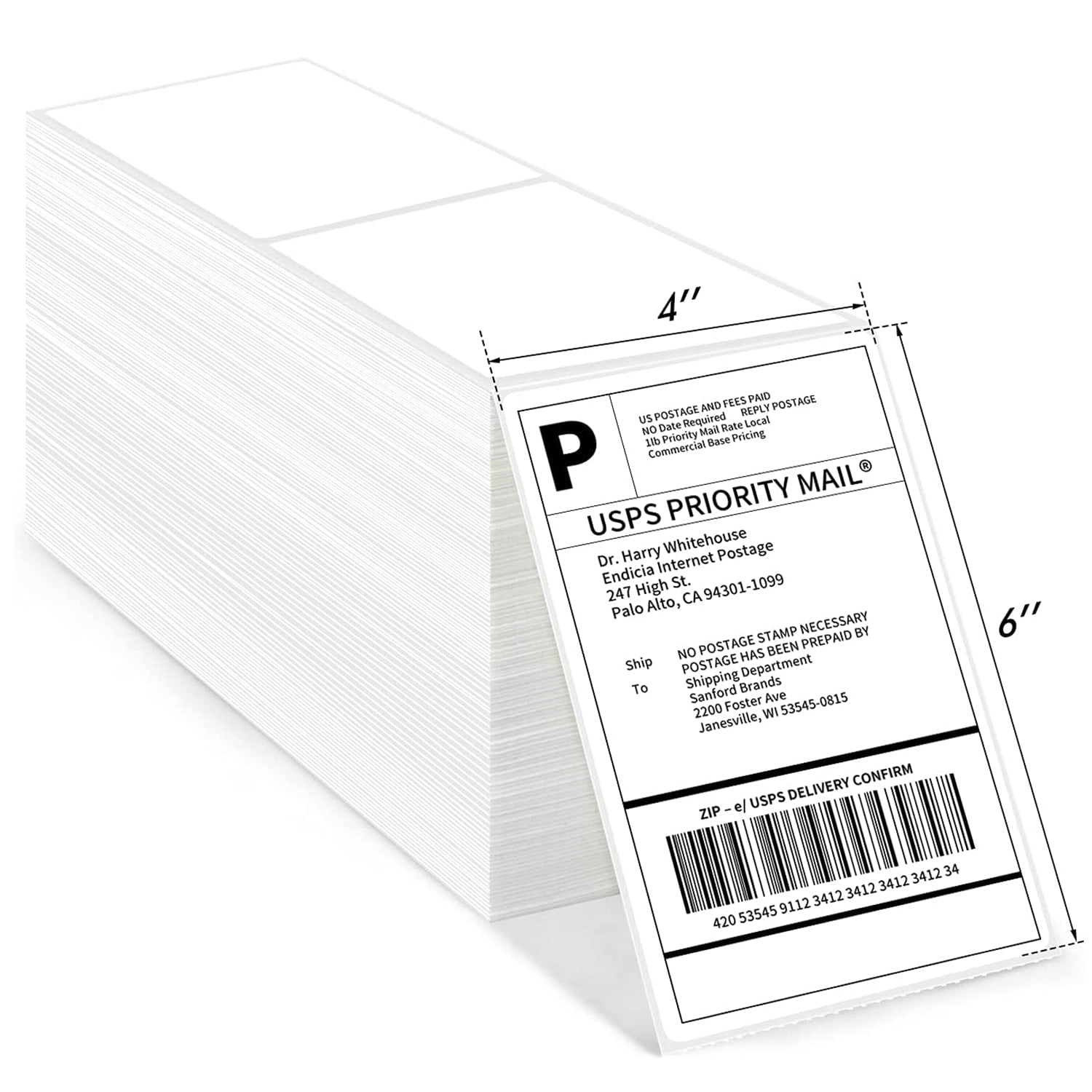 NefLaca 4x6 Thermal Labels - Fanfold, Blank Shipping Labels (2500 ...
