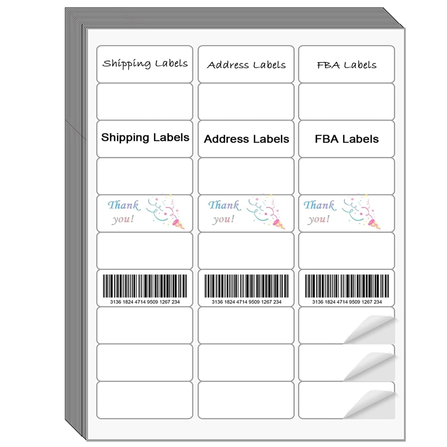 "NefLaca White Easy Peel Shipping Labels, 1"" x 2 5/8"", 15000 Stickers ...