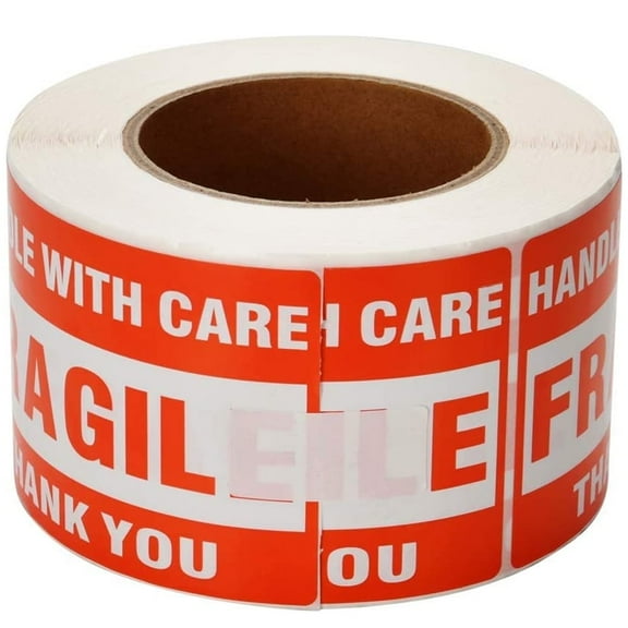 3" X 5" Fragile Handle with Care Fluorescent Shipping Label Stickers ...