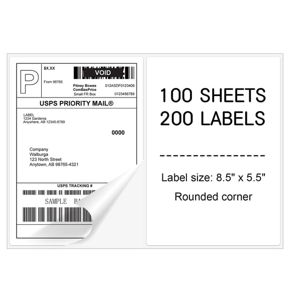 NefLaca Inkjet/Laser Printer Half Sheet Labels, 8.5" x 5.5", 200 ...
