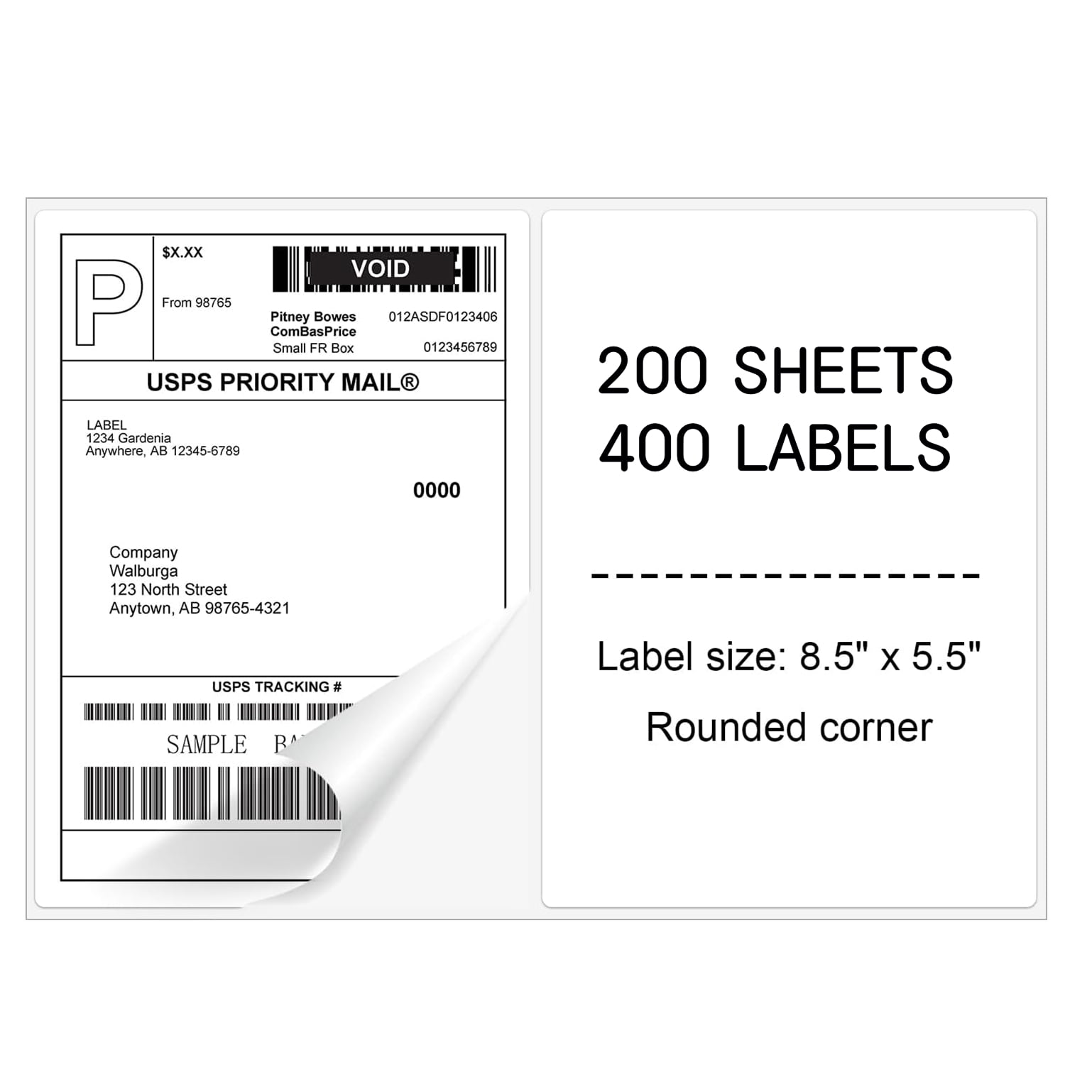 NefLaca Half Sheet Labels with Rounded Corner, White Shipping Labels ...