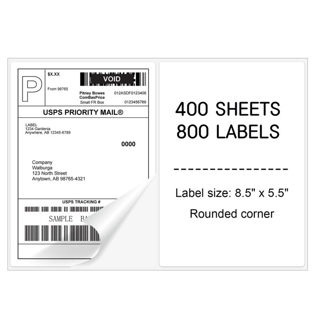 NefLaca Half Sheet Shipping Labels, 8.5" x 5.5", Round Corner for Easy ...