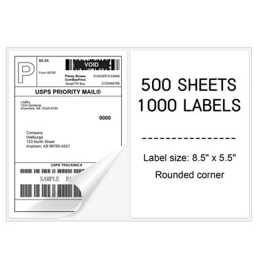 "RyhamPaper 50 Waterproof Sticky Shipping Labels, LaserJet & Ink, 5.5 ...