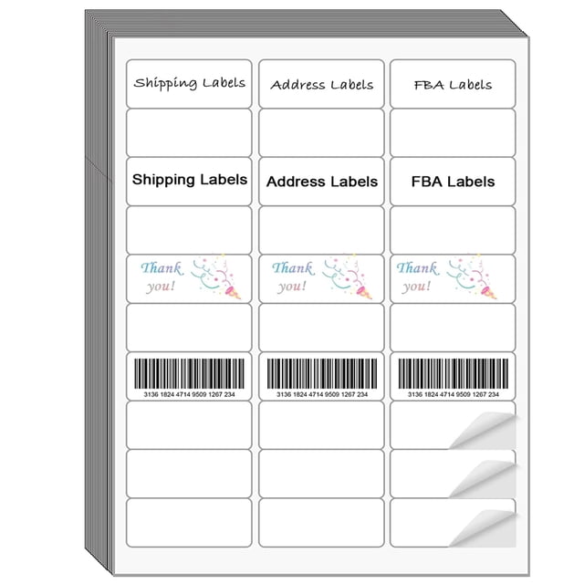 "NefLaca White Mailing Labels for Laser/Inkjet, 1"" x 2 5/8"", Pack of ...