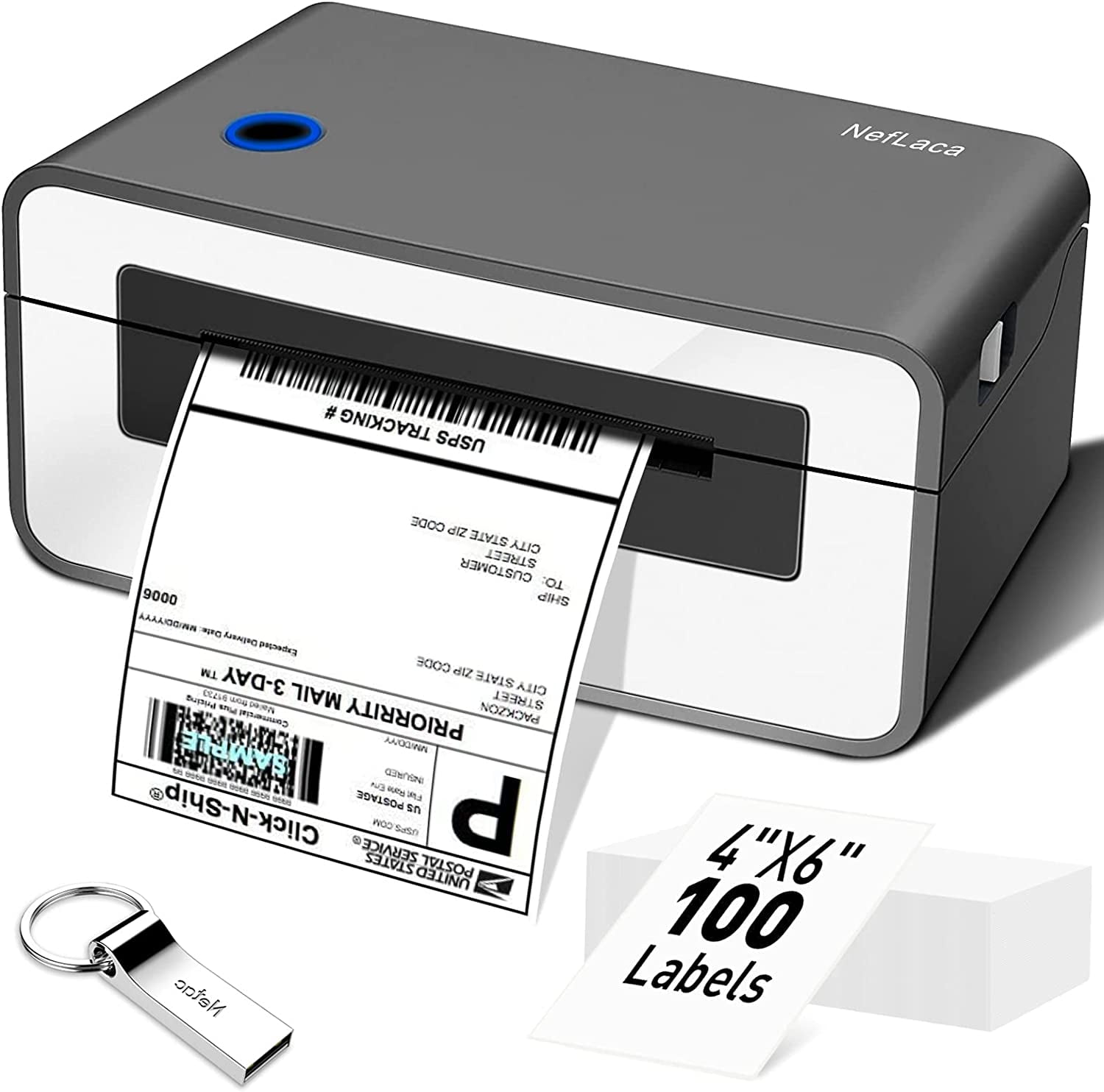NefLaca High-Speed Thermal Label Printer, 4x6 USB Barcode ID Machine ...