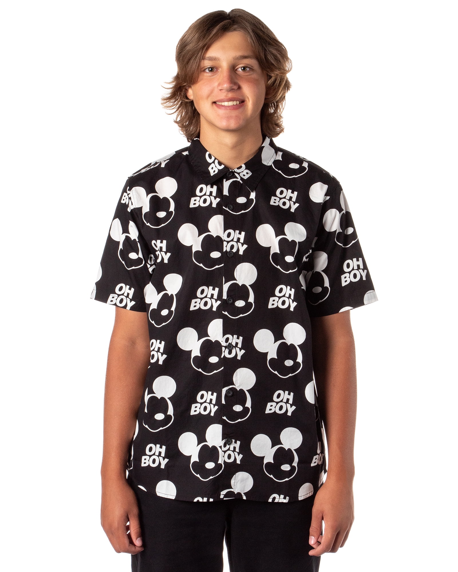 Neff Disney Men's Oh Boy Mickey Face Allover Print Button-Down Shirt ...