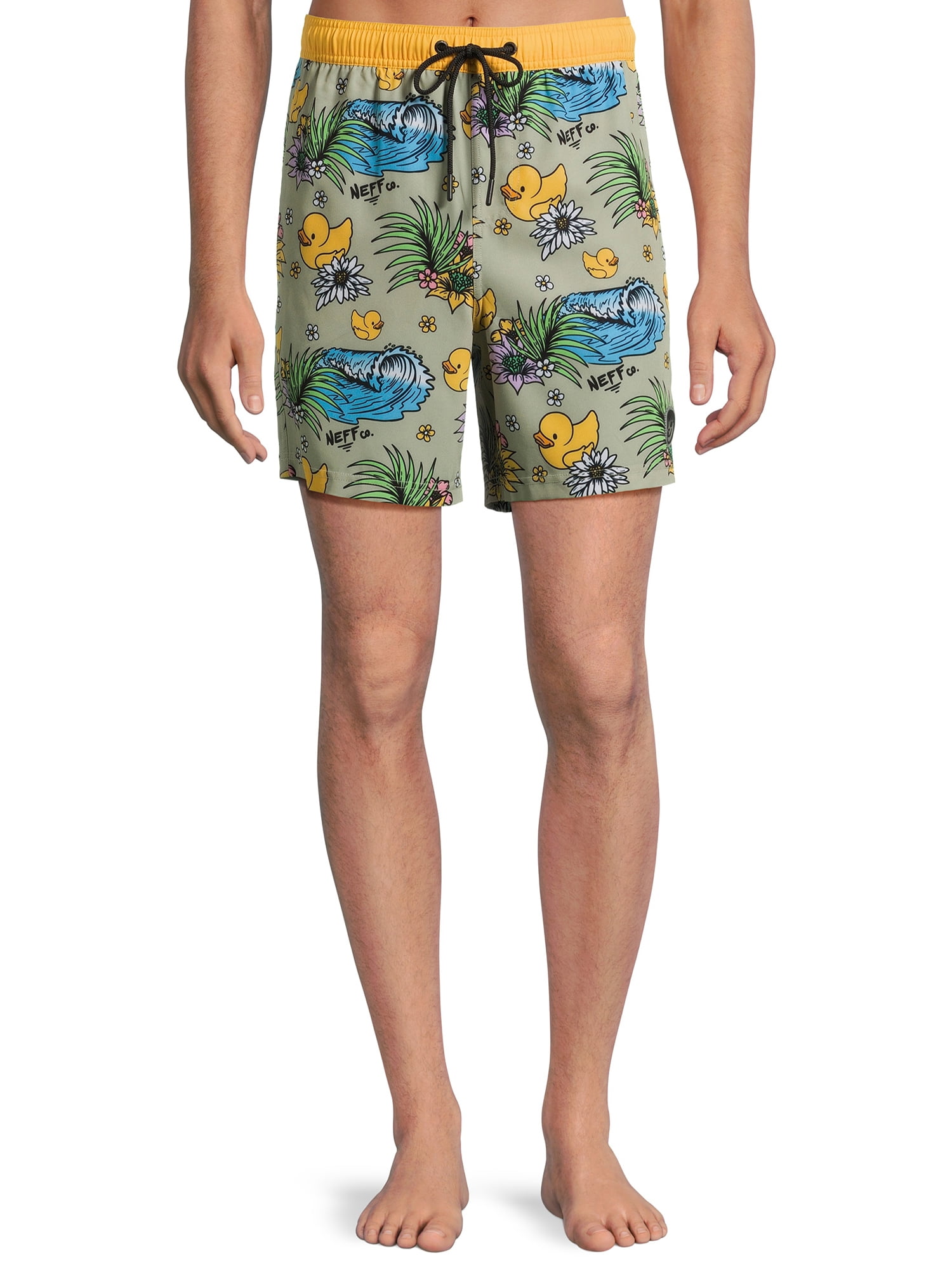 Neff Men's Novelty Print Swim Trunks with Stretch, 7" Inseam, Sizes S ...