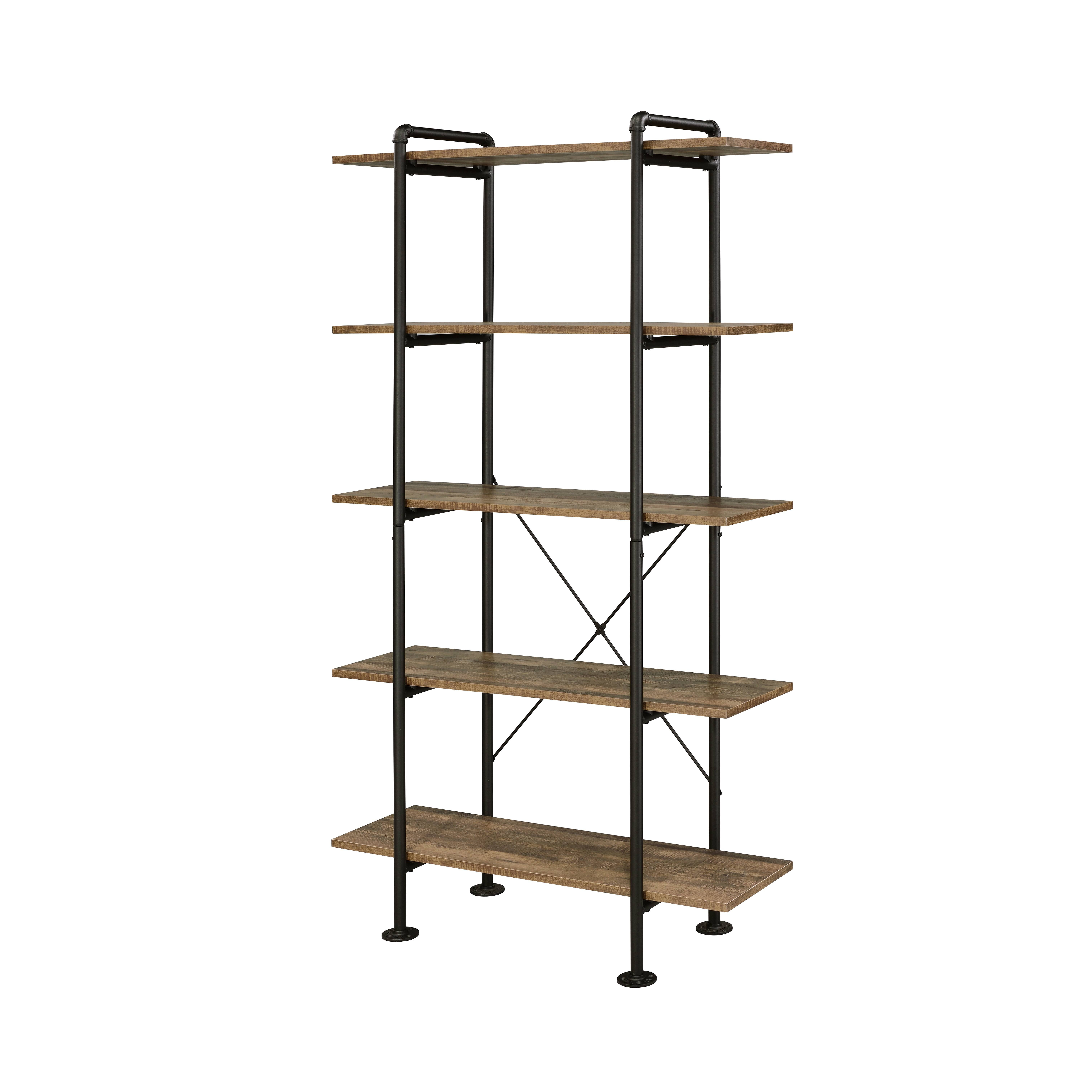 Nefo Bookcase in Rustic Oak & Black Finish - Walmart.com