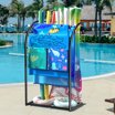 BENTISM Outdoor Towel Rack Pool Towel Rack 5 Bar Trapezoidal White ...