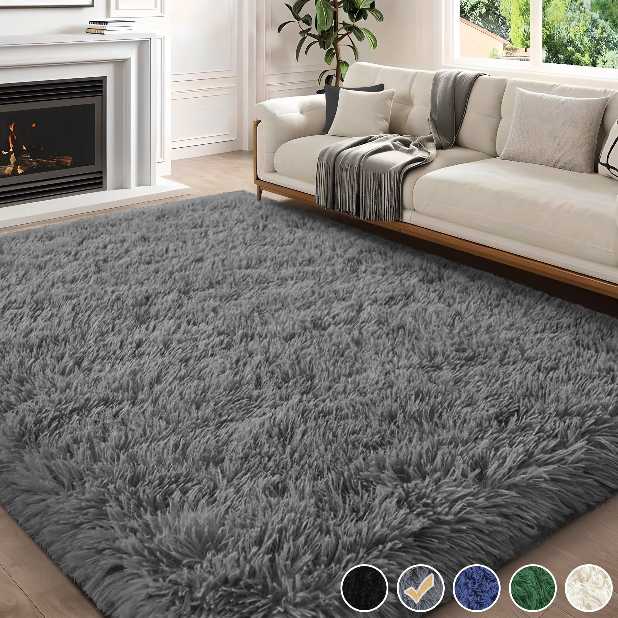 Nefoso Shag Area Rug, 6' x 9' Soft Fluffy Area Rugs for Living Room ...