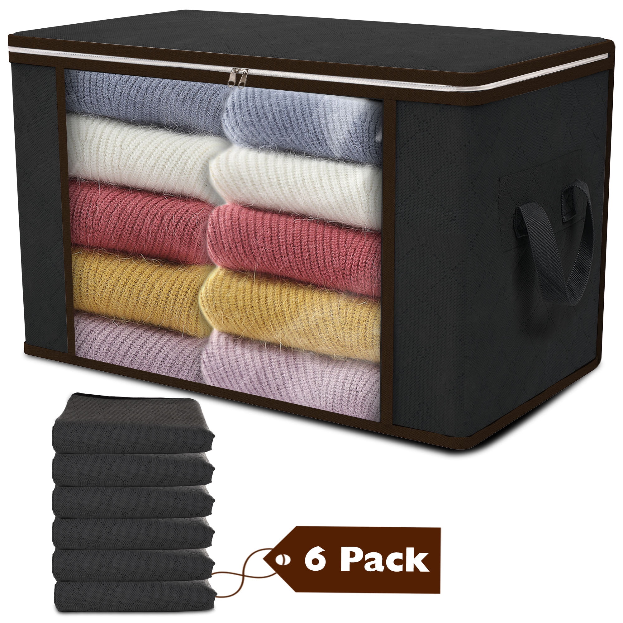 Nefoso 6Pcs 90L Capacity Clothes Storage Bags, Foldable Closet ...