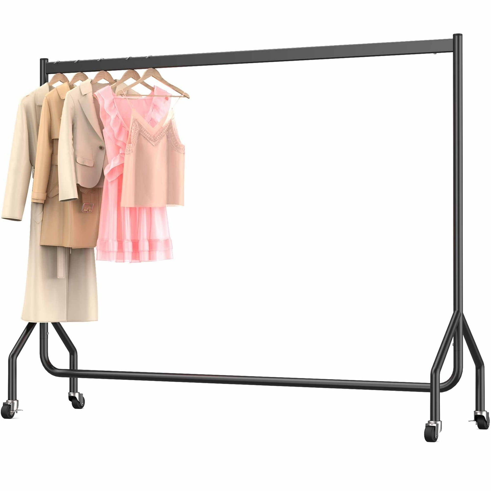 Nefoso Heavy-Duty Clothes Rack, 71x17.6x60in, 4 Wheels, 300lbs Capacity ...