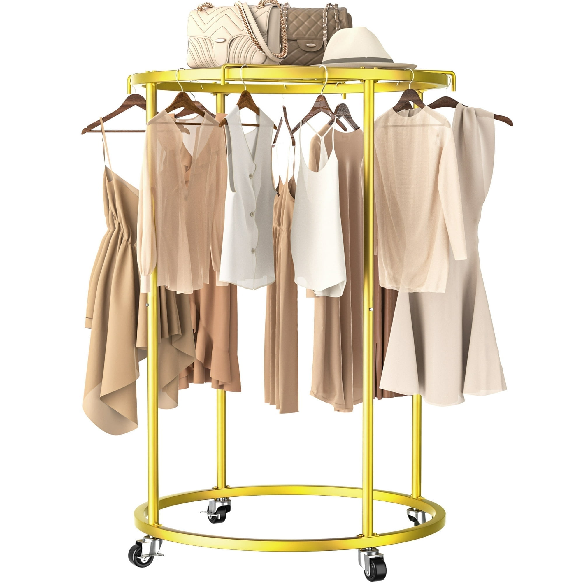 Nefoso Clothing Garment Rack,Round Clothes Rack with 4 Universal Wheels ...