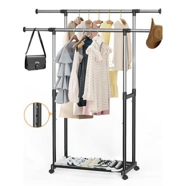 Double Rail Clothing Rack Heavy Duty Freestanding Garment Rack Metal ...