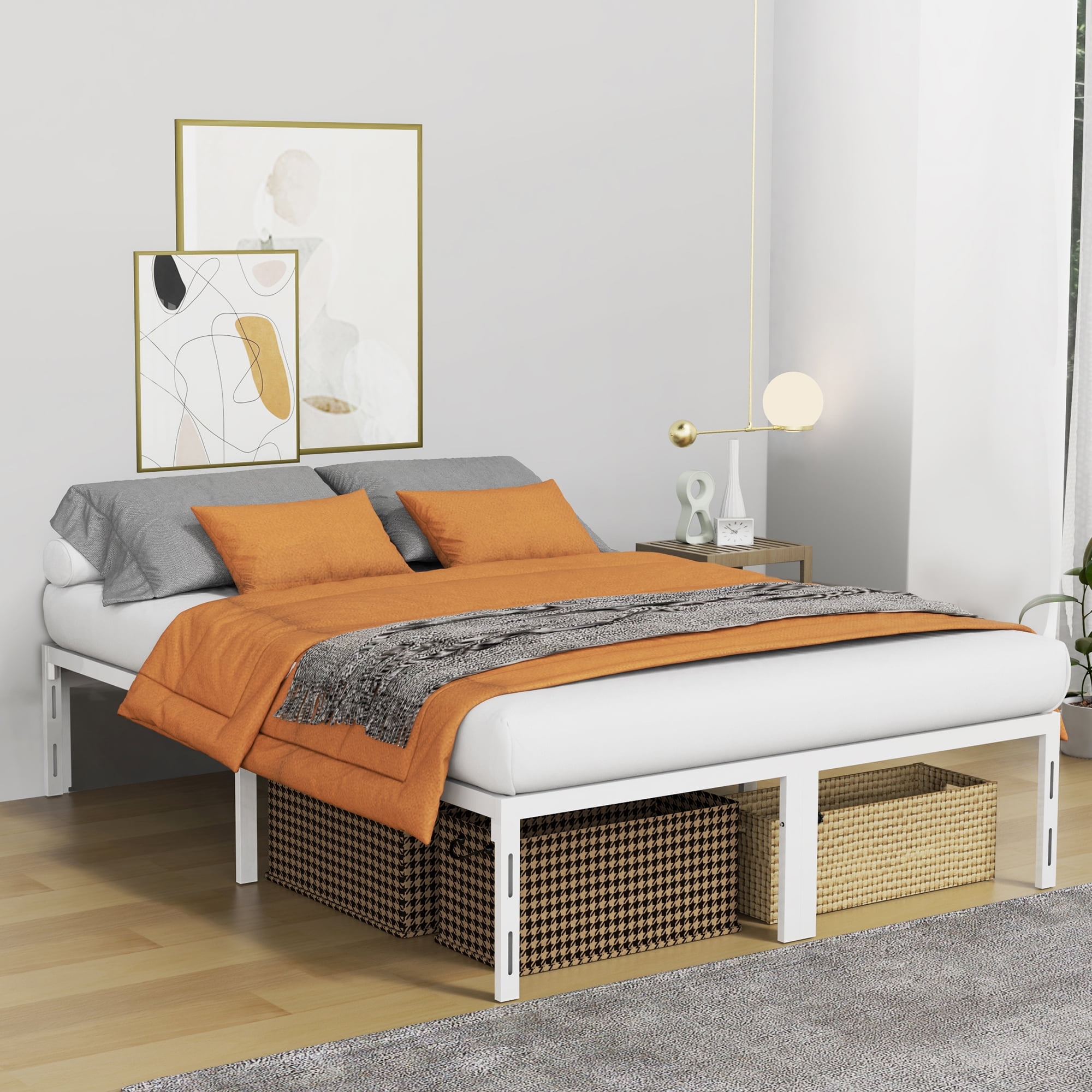 Nefoso Full Size High Base Bed Frames, 14 inch Steel Platform, No Box ...