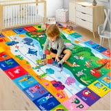 Mybecca Kids Rug Alphabet Puzzle with Numbers & Letters Large Area Rug ...