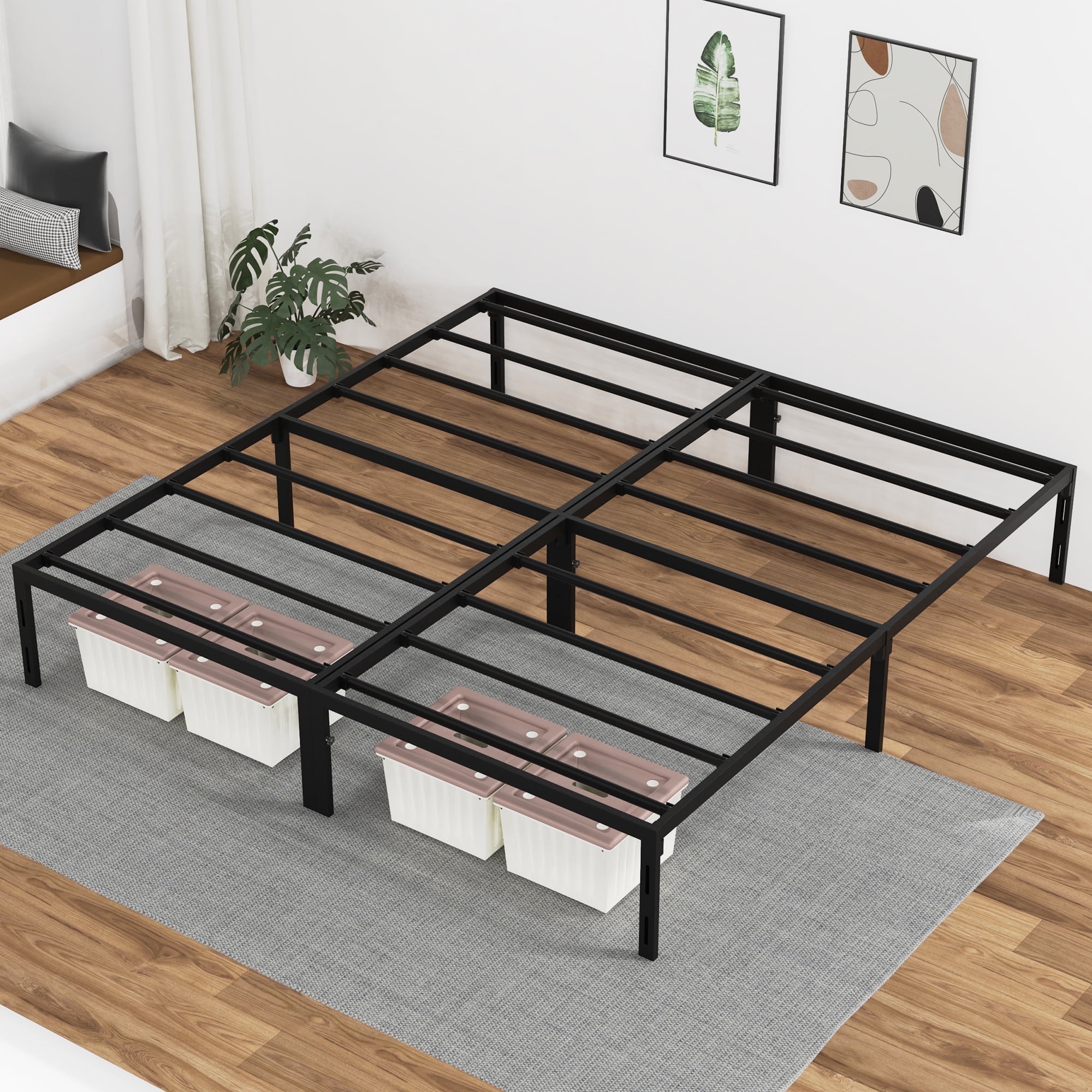 Nefoso King Bed Frames, 14 inch Tall Heavy Duty Metal Platform Bed ...