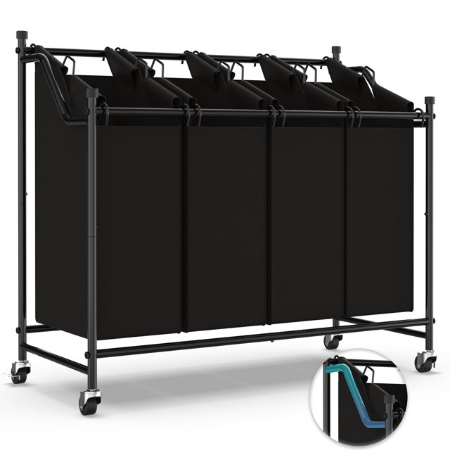 Nefoso Large Quad Laundry Hamper Sorter with Heavy Duty Rollers for ...