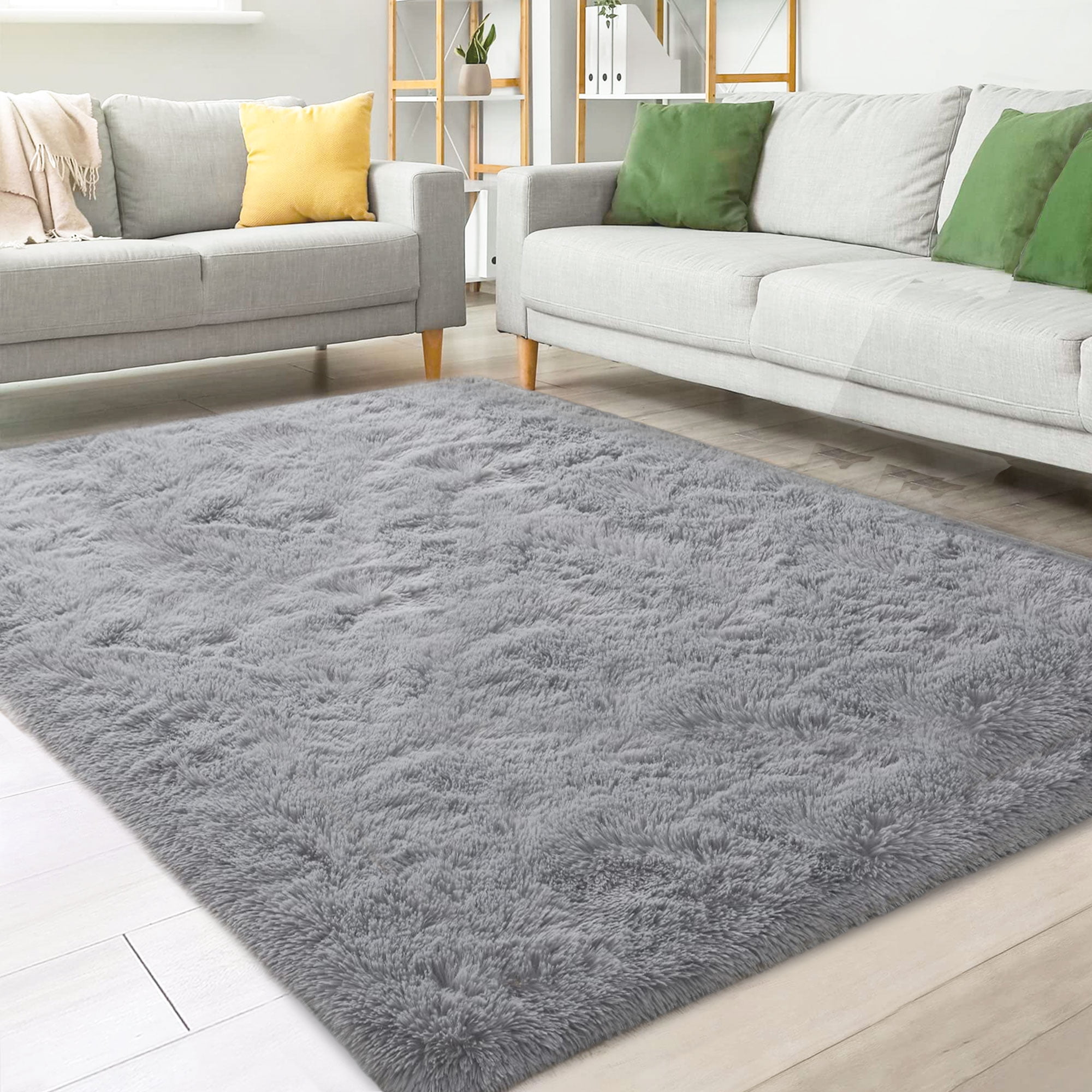 Nefoso Shag Light Gray Area Rug, 8' x 10' Soft Fluffy Area Rugs for ...