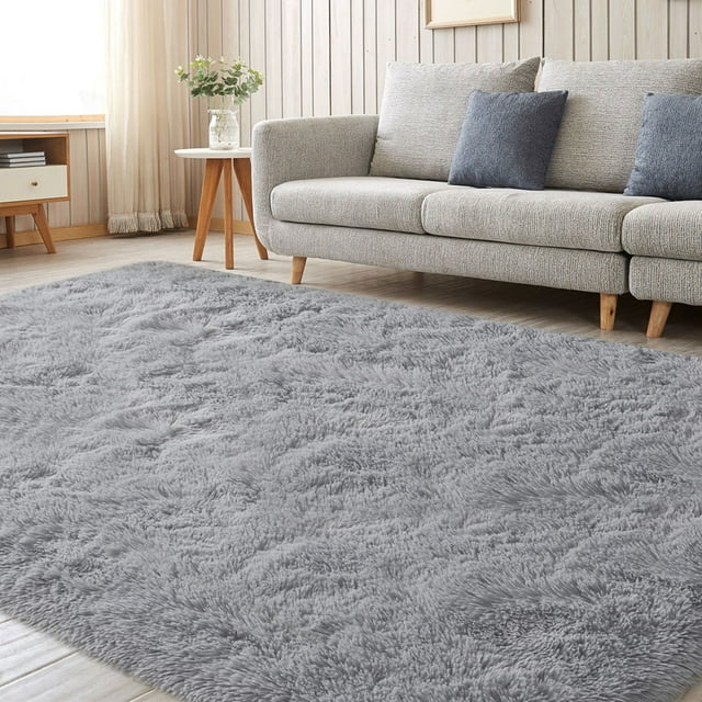 Nefoso Shag Light Gray Area Rug, 9' x 12' Soft Fluffy Area Rugs for ...