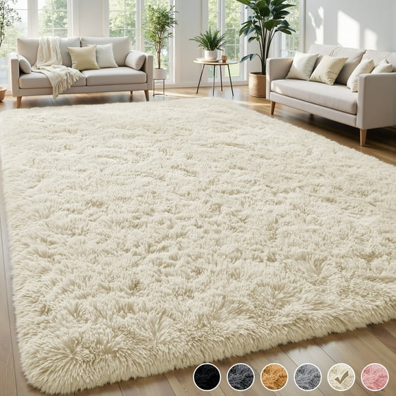 Nefoso Shag Light Gray Area Rug, 9' x 12' Soft Fluffy Area Rugs for ...