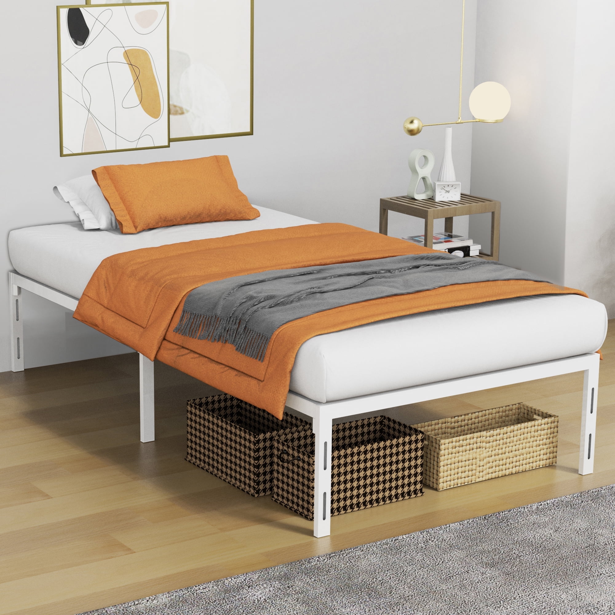 Nefoso Twin Bed Frames, 14 inch Tall Heavy Duty Metal Platform Bed ...
