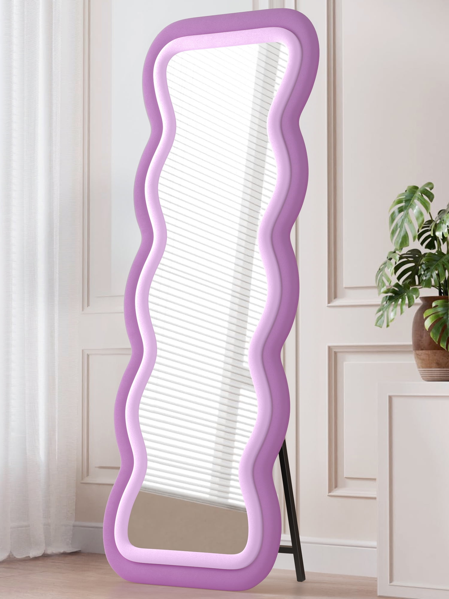 Nefoso Wavy Full Length Mirror, Freestanding Floor Mirror with Stand ...