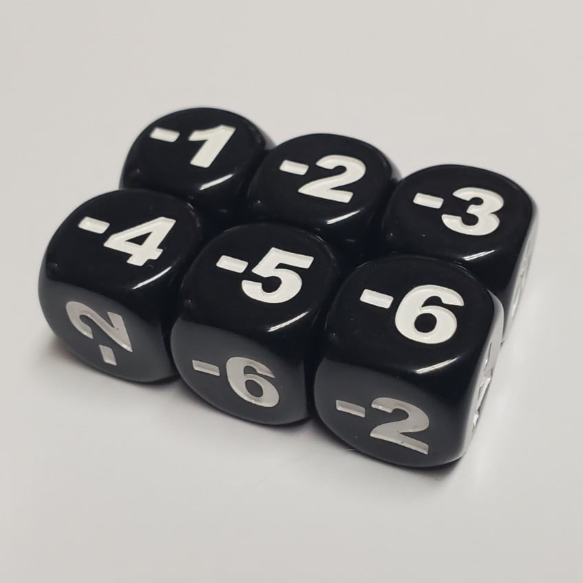 Negative Dice, Dice With Negative Numbers 1 to 6 - Walmart.com
